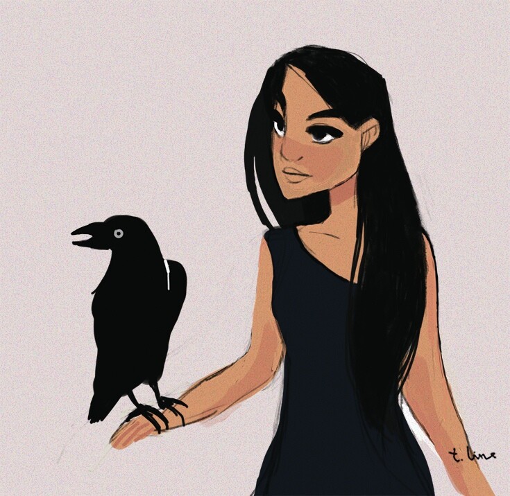 ArtStation - Girl with raven