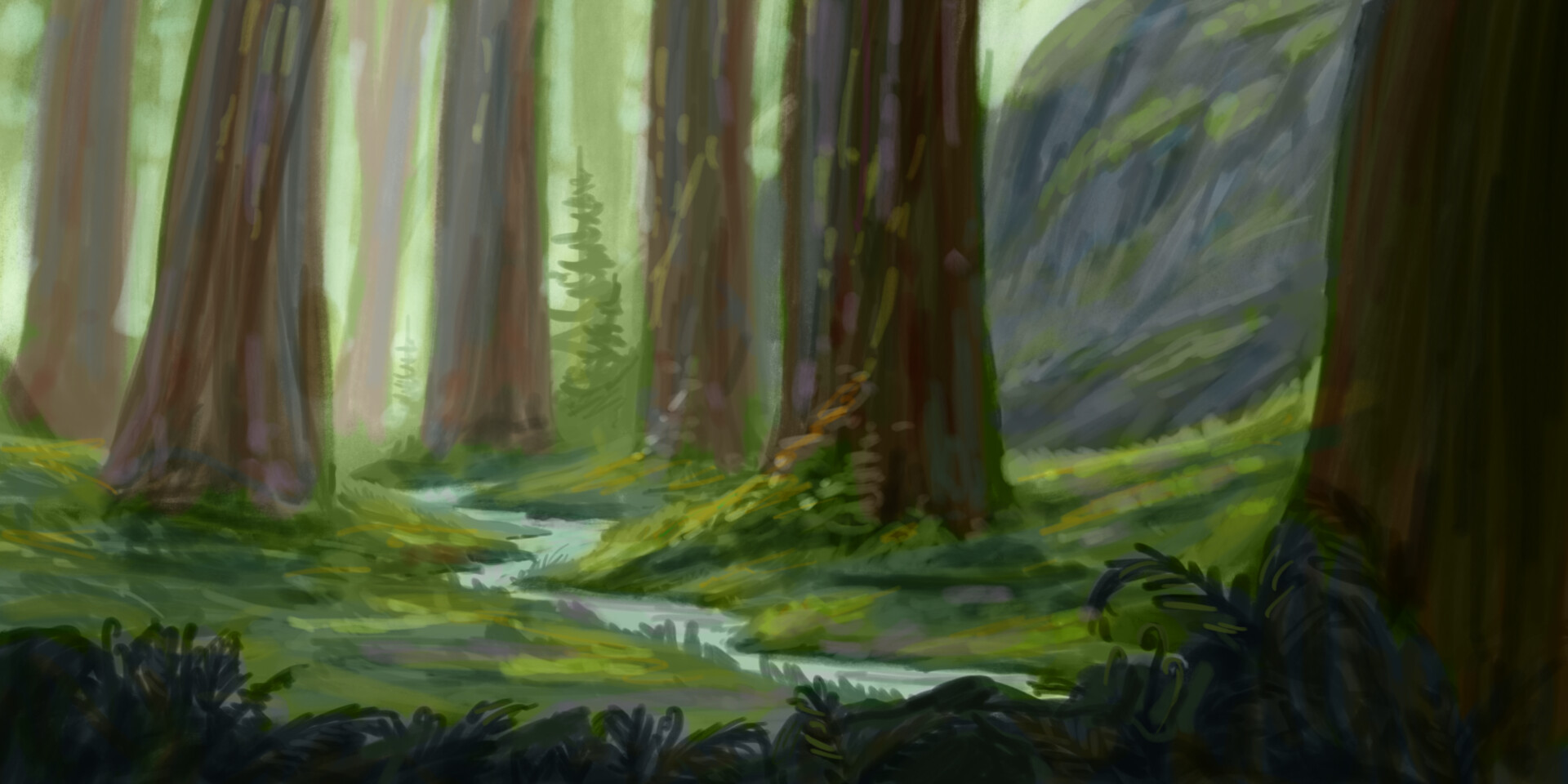 ArtStation - Forest Stream - Environment Sketch
