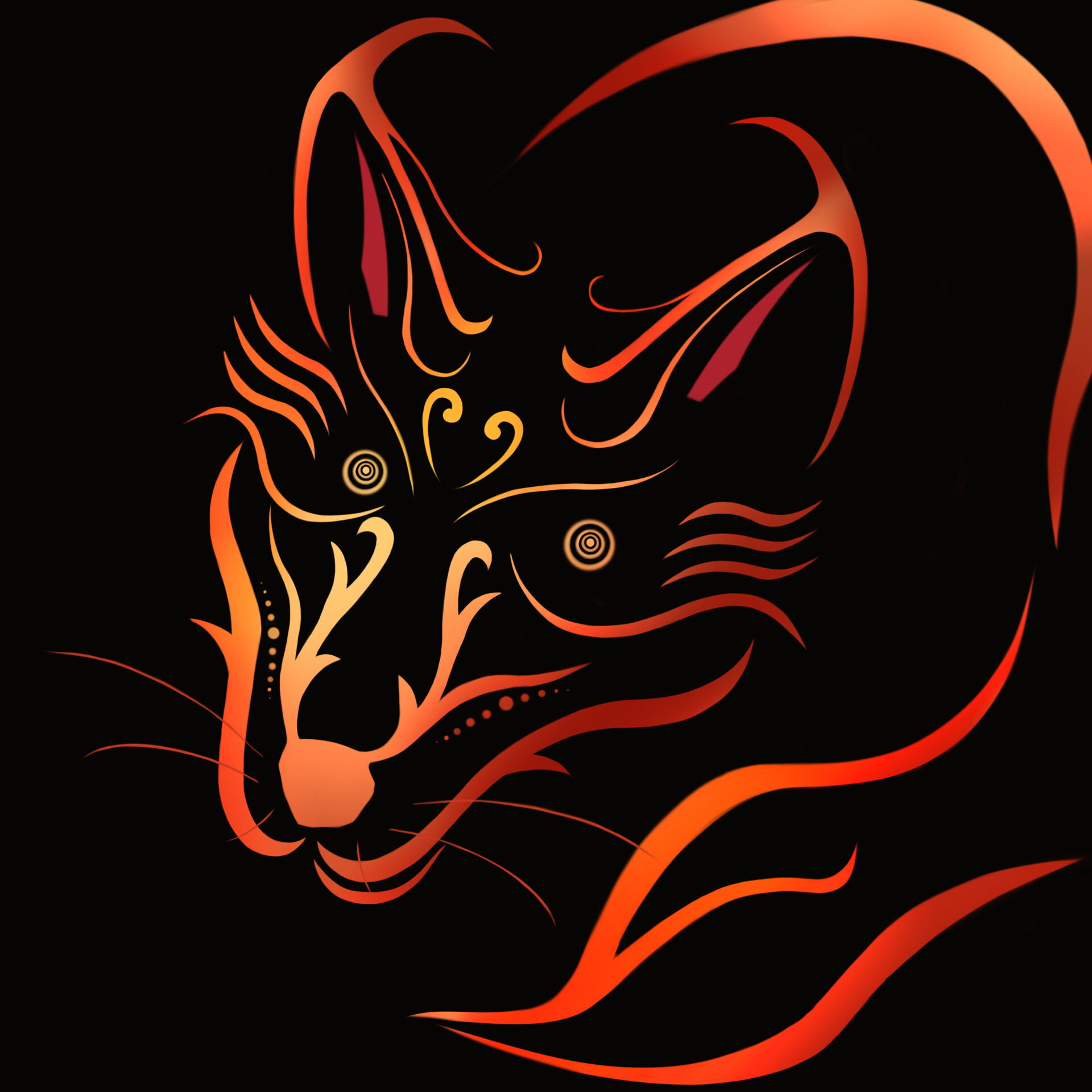 ArtStation - Japanese style lineart Fox