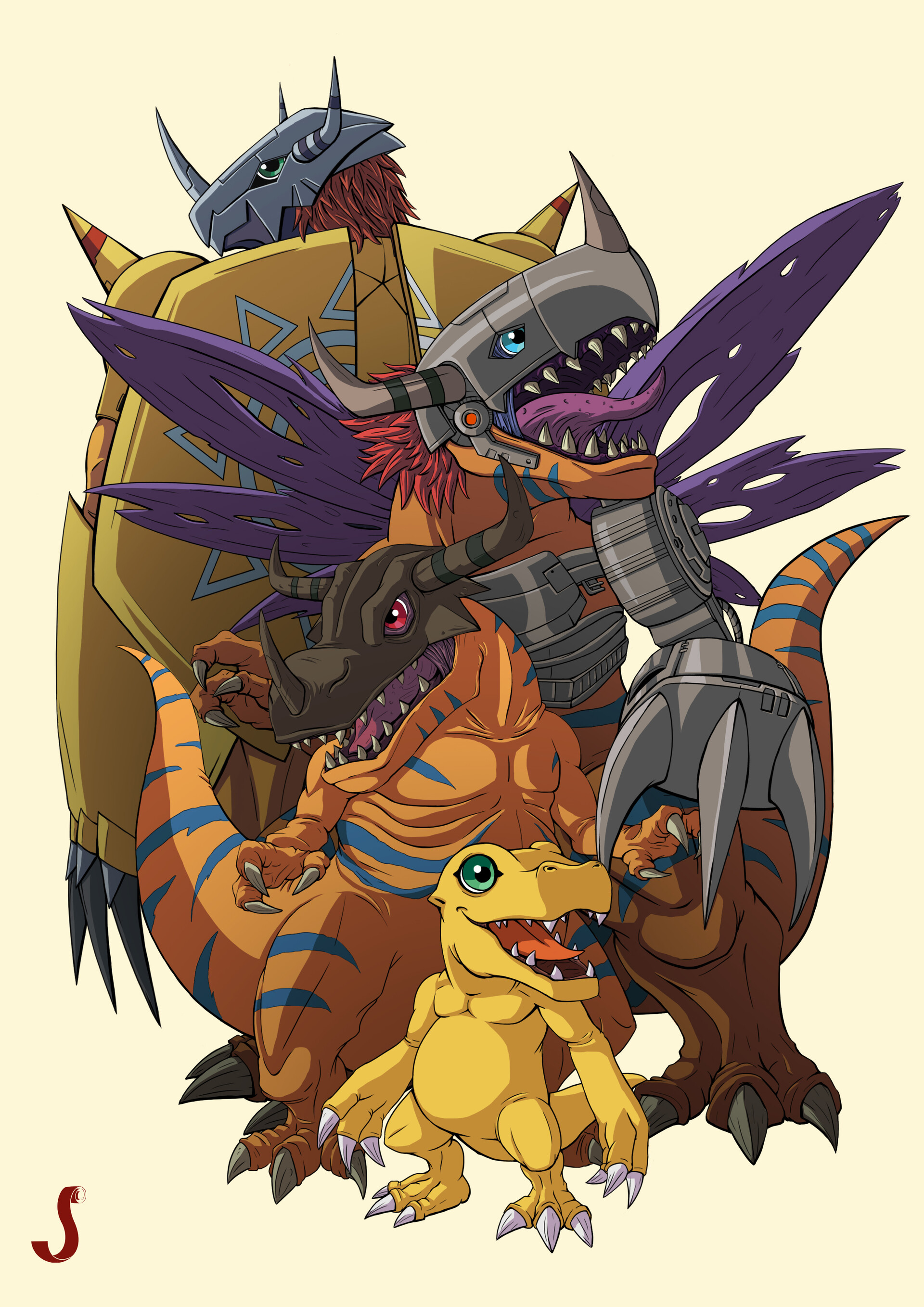 ArtStation - Digimon - Greymon Family, Johann Dakitsch