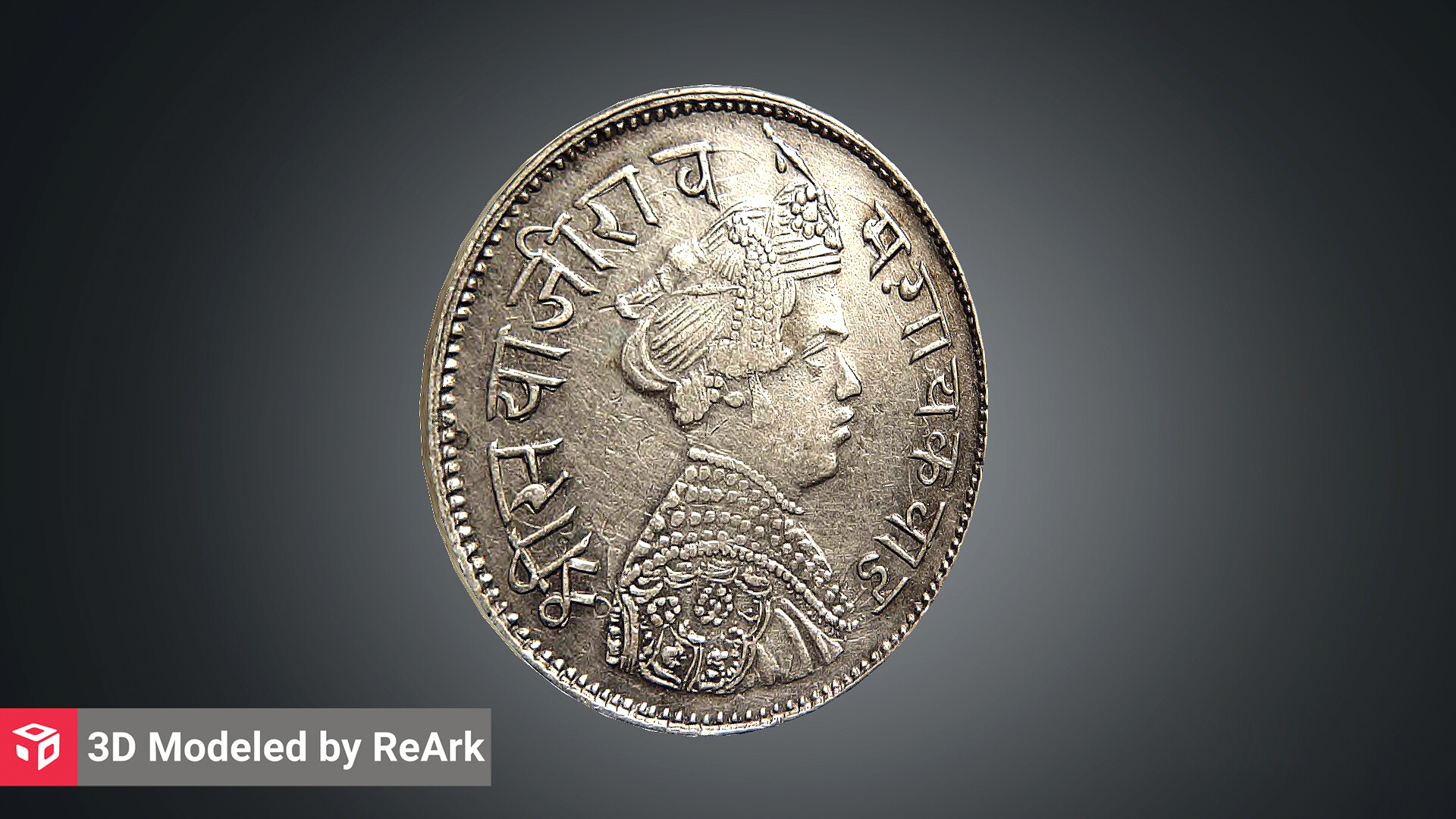 ArtStation - 3D model of a Sayajirao III Silver Rupee-1955