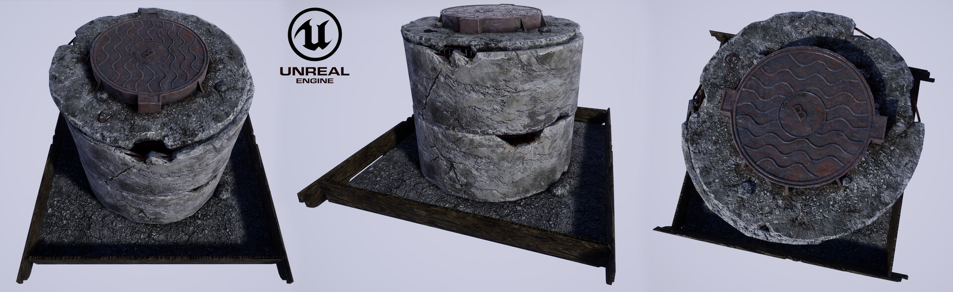3D Artist - Manhole and Well PBR Game Prop