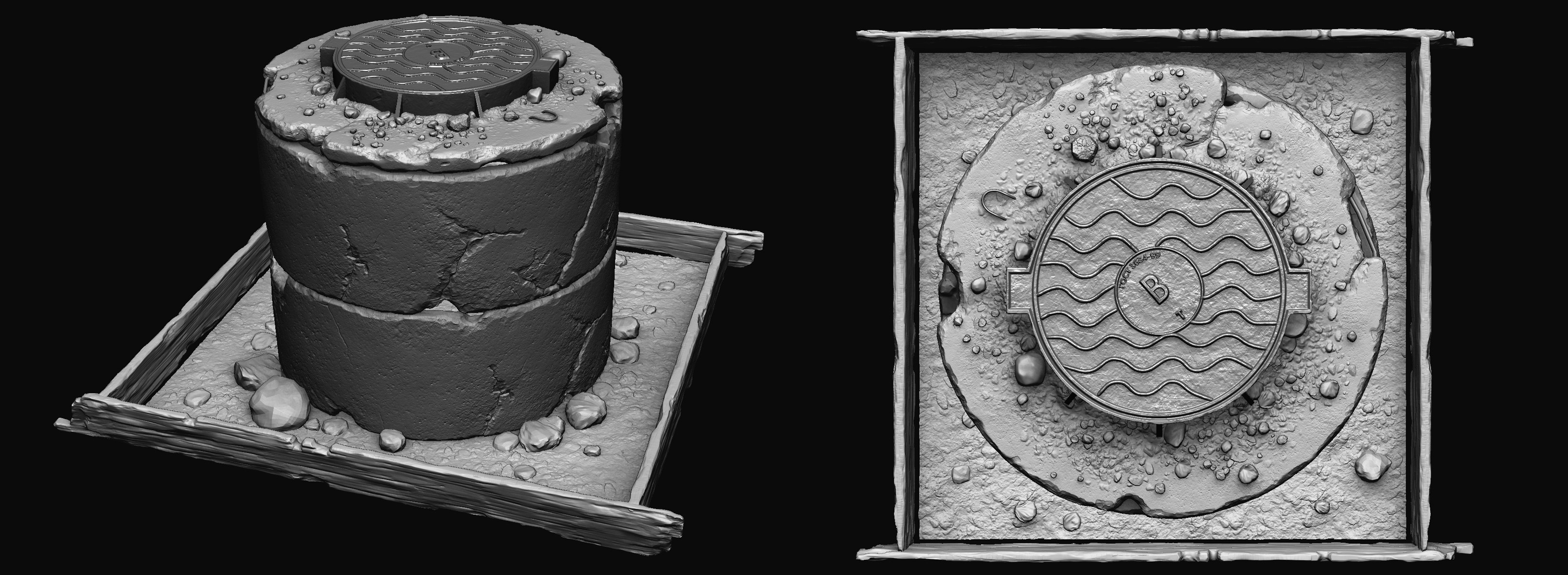 3D Artist - Manhole and Well PBR Game Prop