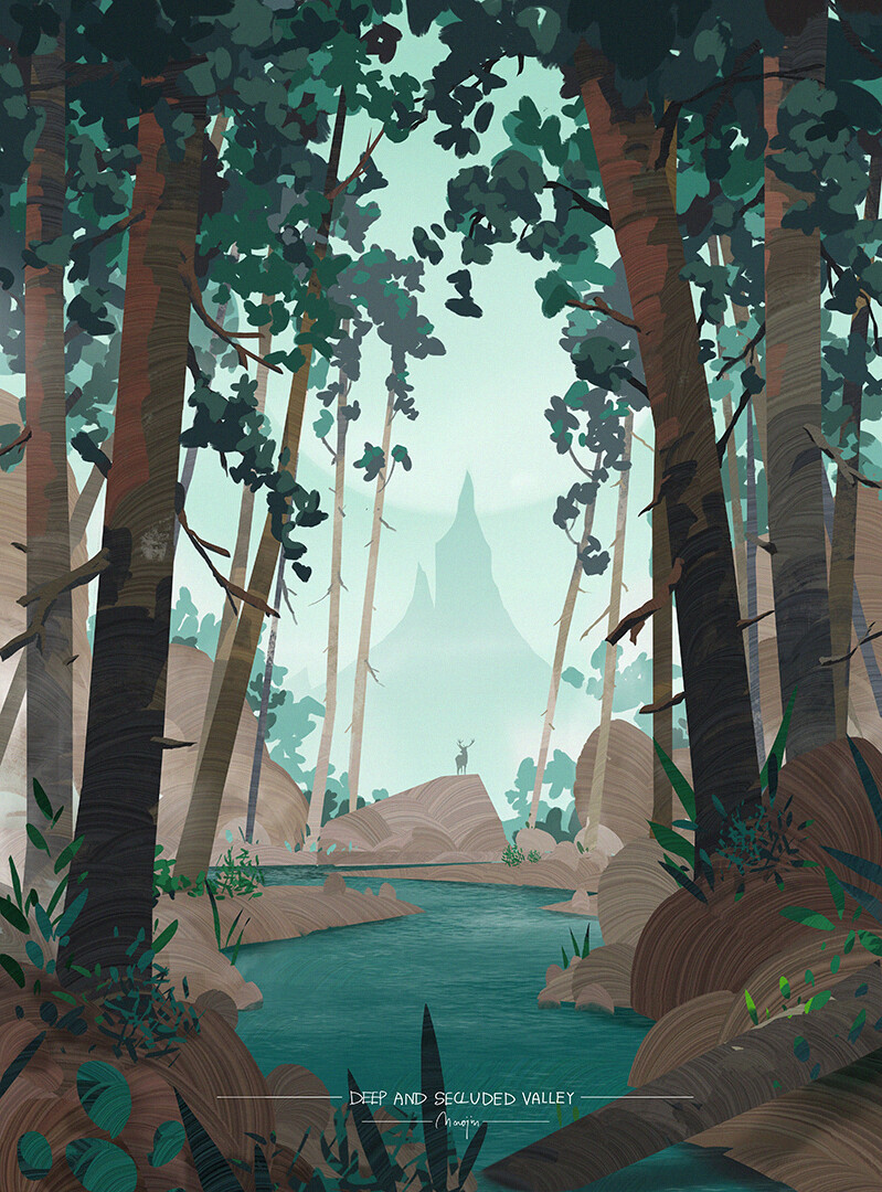 ArtStation - Deep and secluded valley