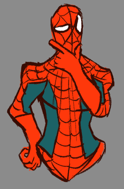 spider man thinking drawing