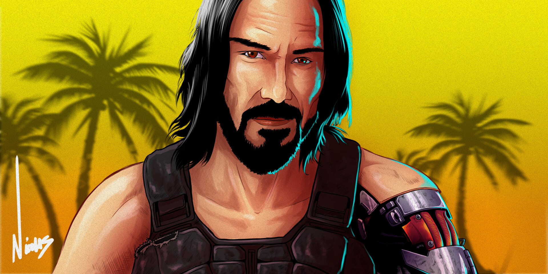 ArtStation - Keanu Reeves Cyberpunk 2077 - Fanart