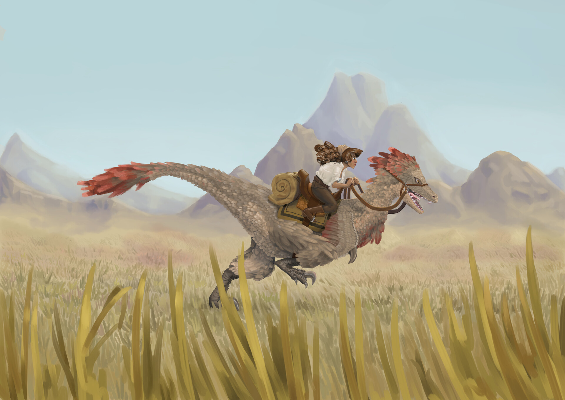 Girl Riding Dinosaur