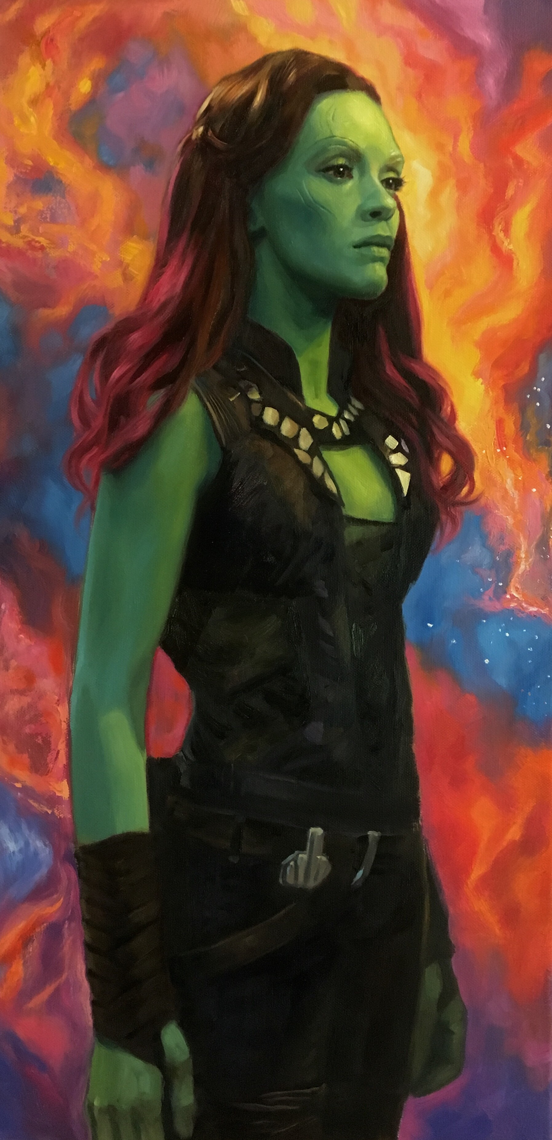 ArtStation - Gamora (WIP) oil painting