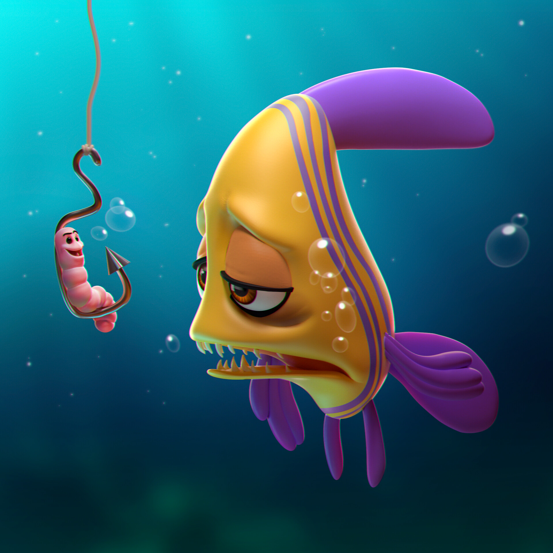 ArtStation - Fish and earthworm