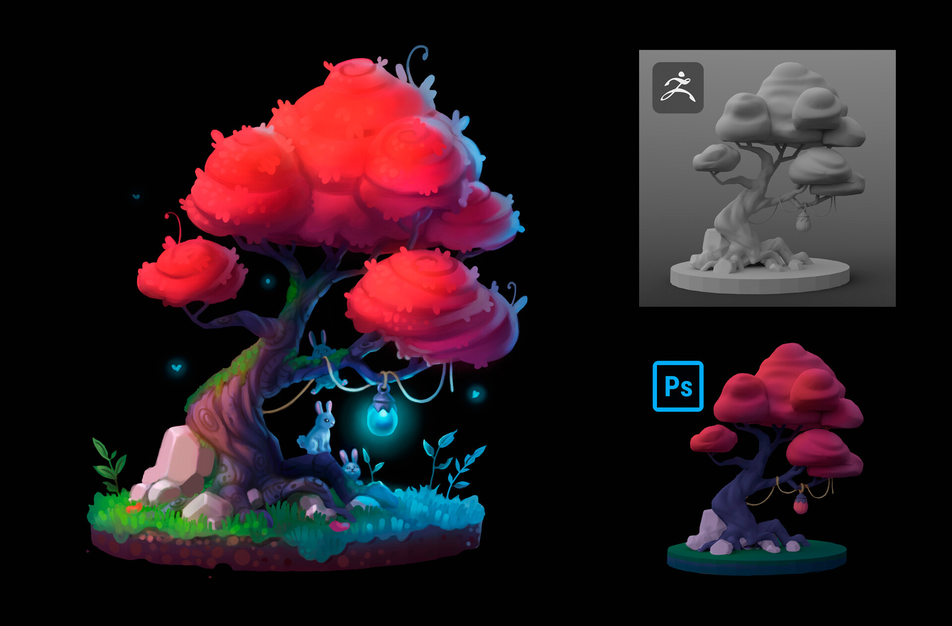 ArtStation - A tree in a rabbit's meadow