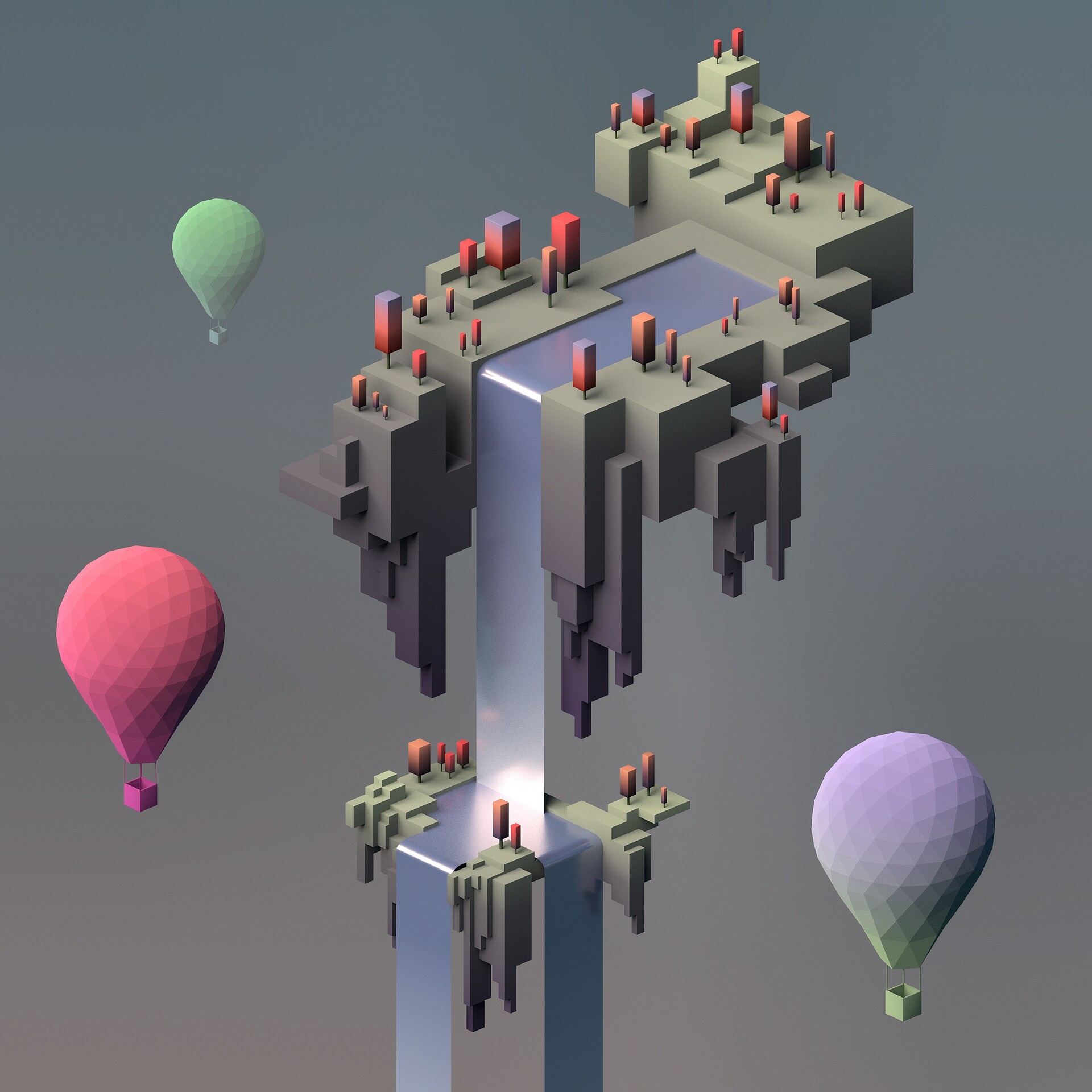 ArtStation - Low Poly Floating Environment