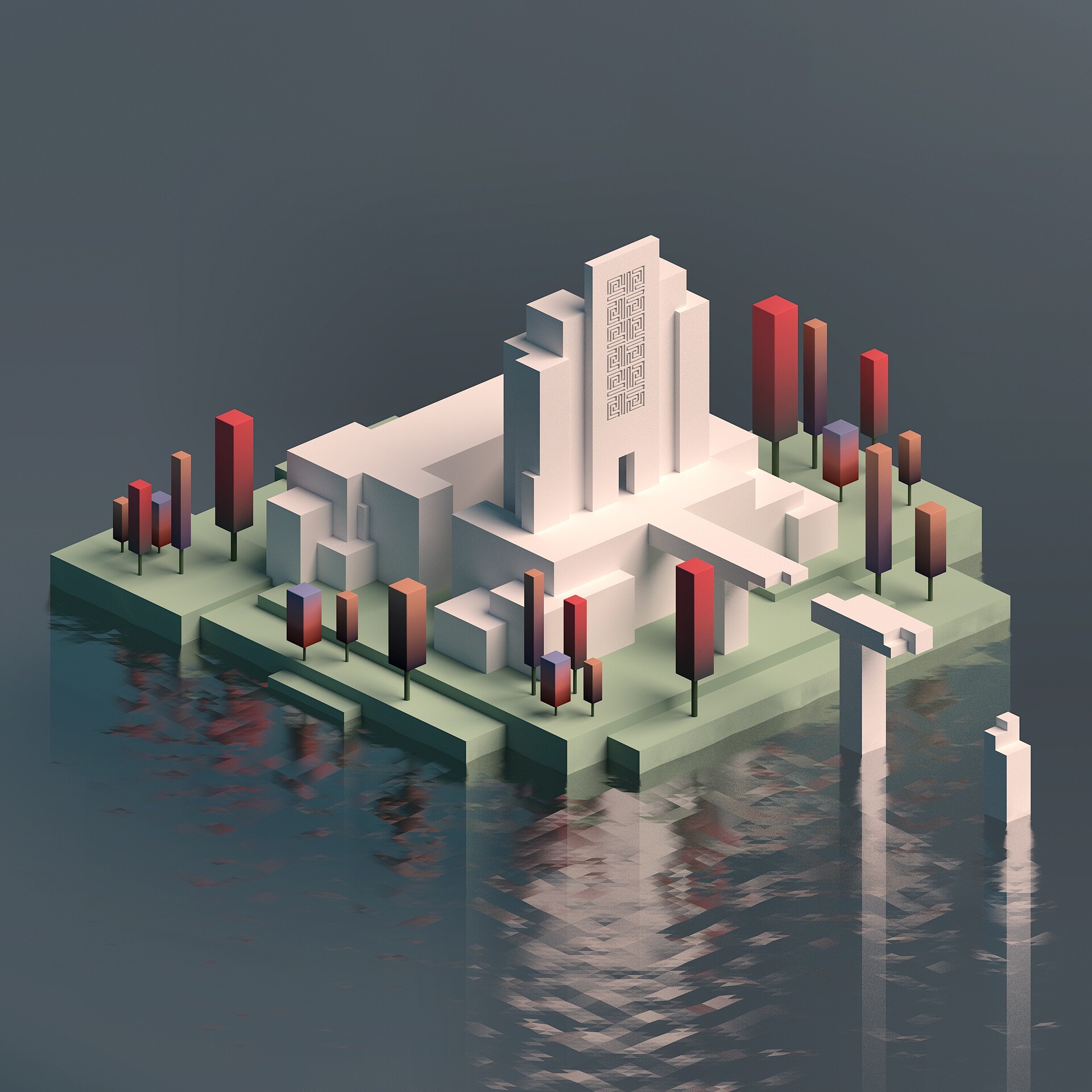 ArtStation - Low Poly Temple Island