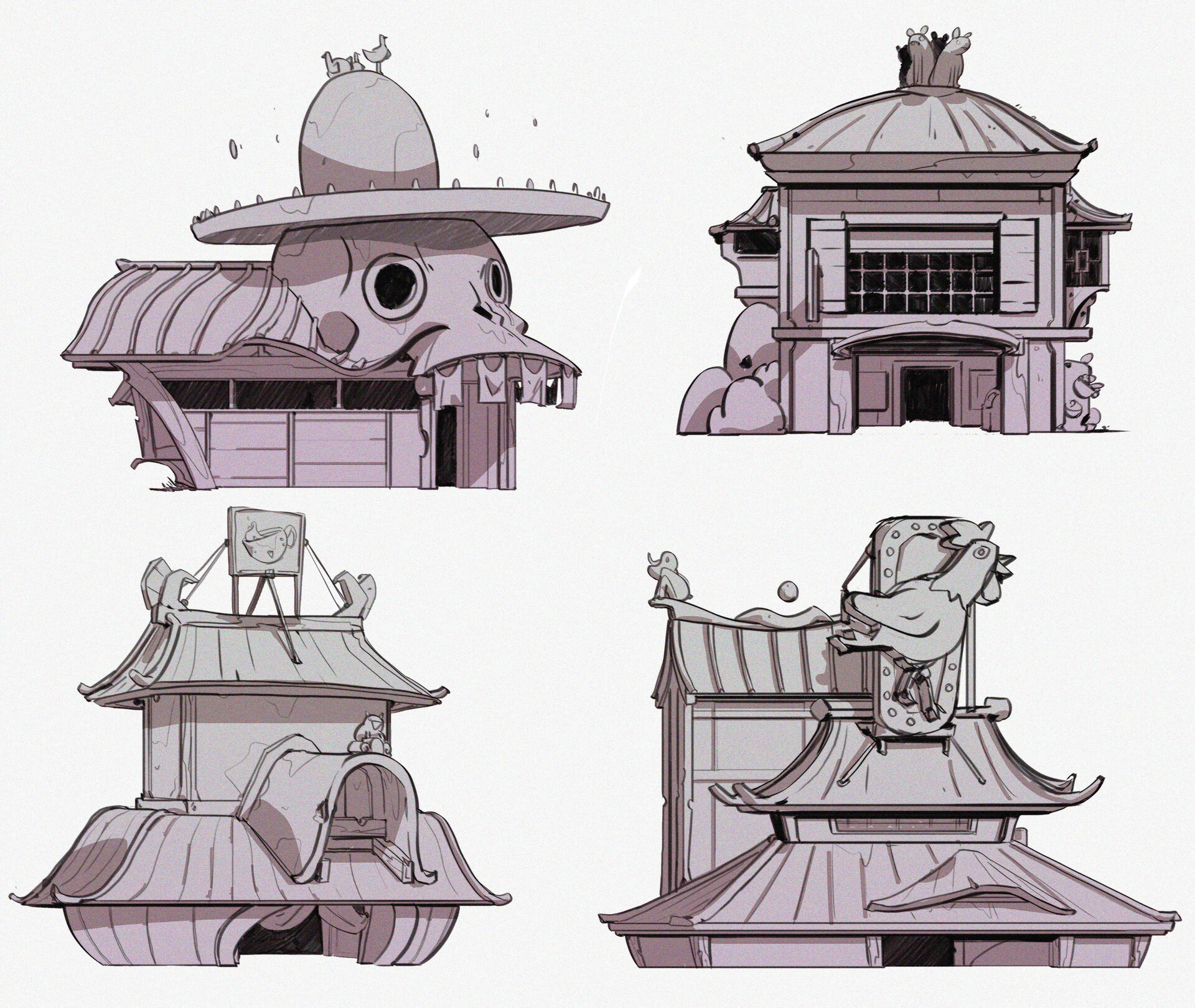 ArtStation - Building sketches for a small project!