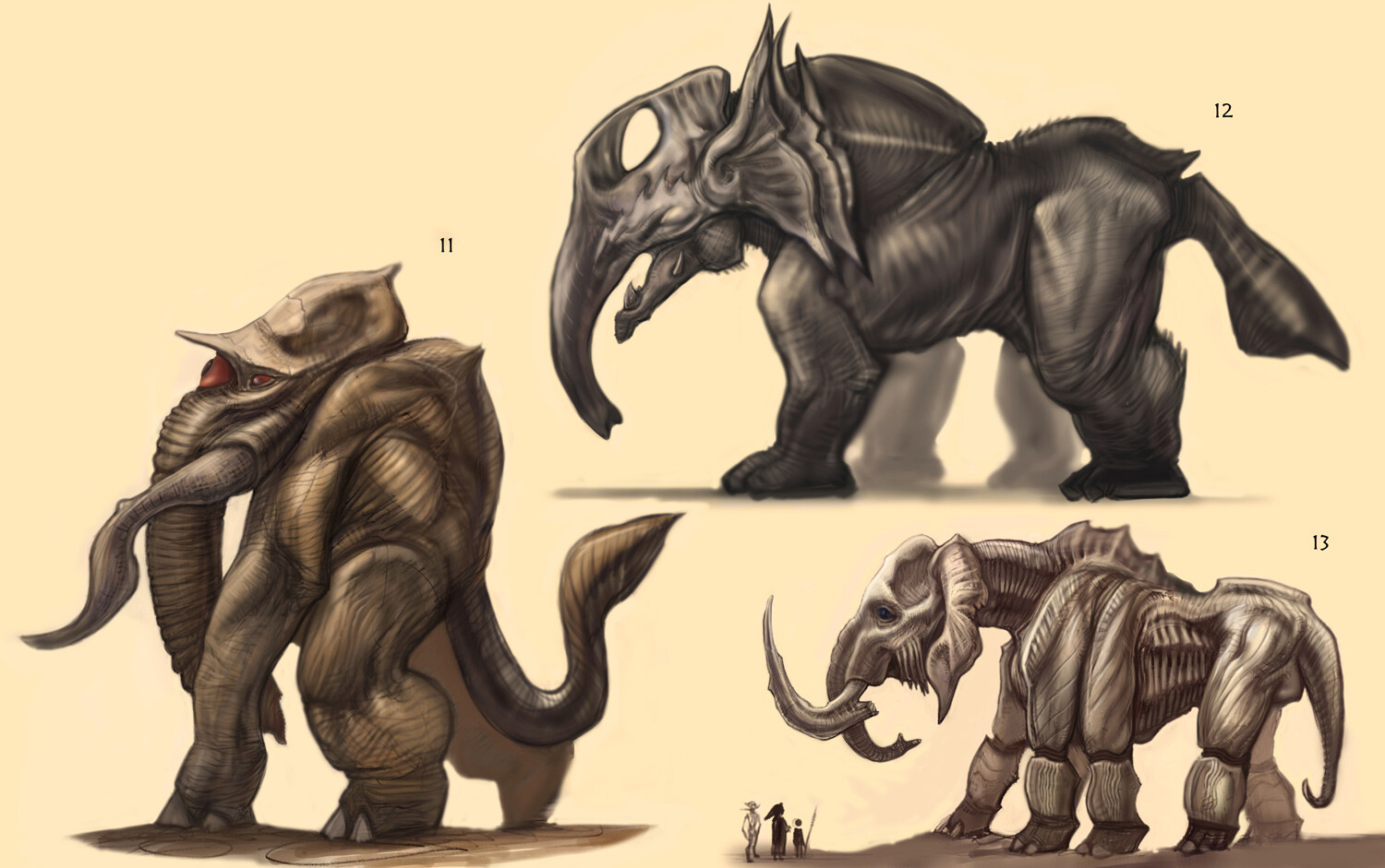 James O'Shea III - Majestic Alien Elephant - concept sketches