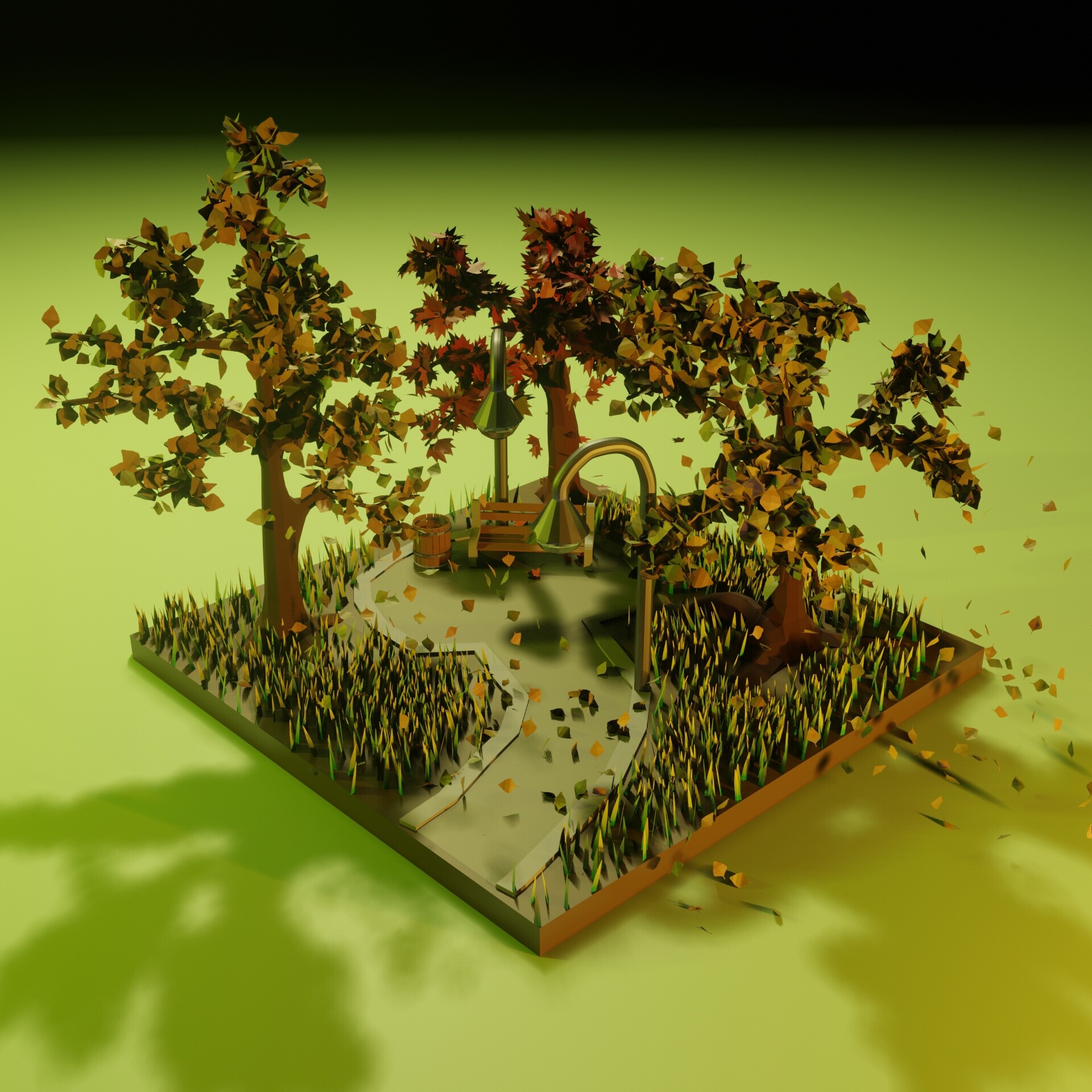 ArtStation - Low poly autumn evening