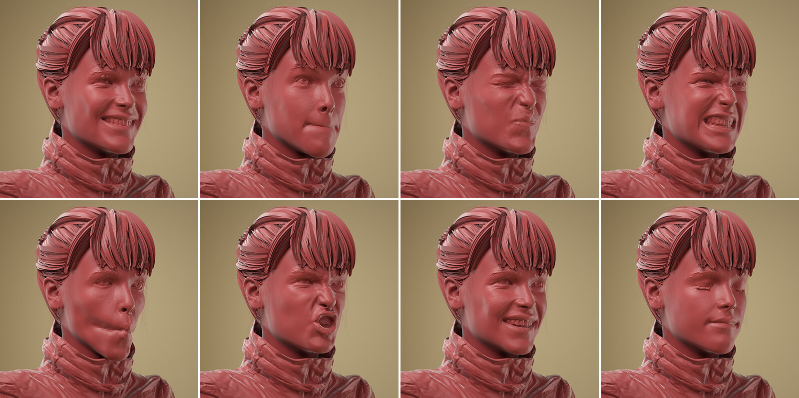 Polygonal Miniatures - 8 Realistic Female Expressions