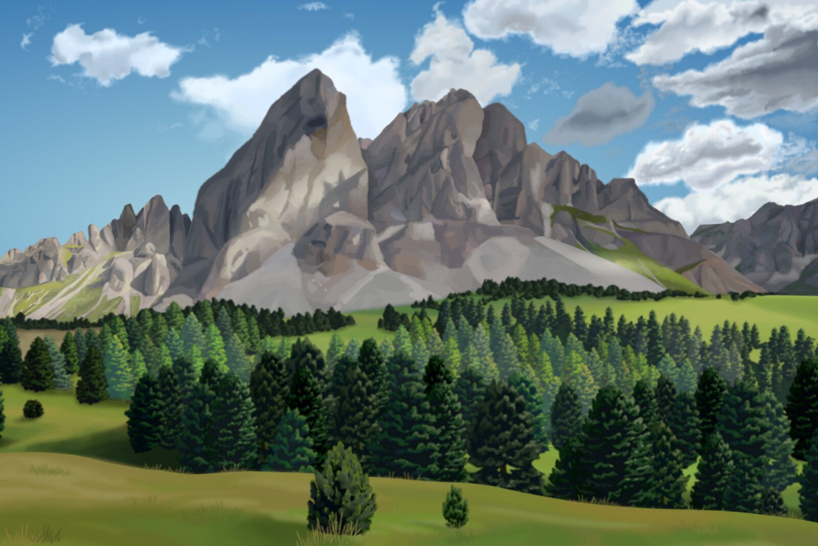 Cronos Studio - Mountain Landscape Painting In Adobe Animate CC