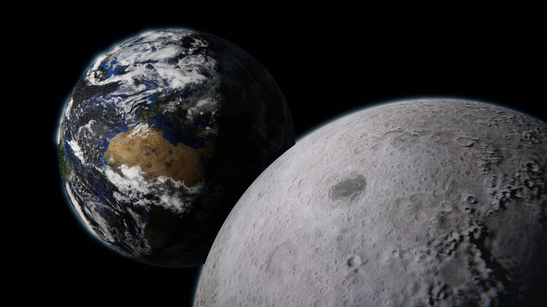 ArtStation - Moon and Earth