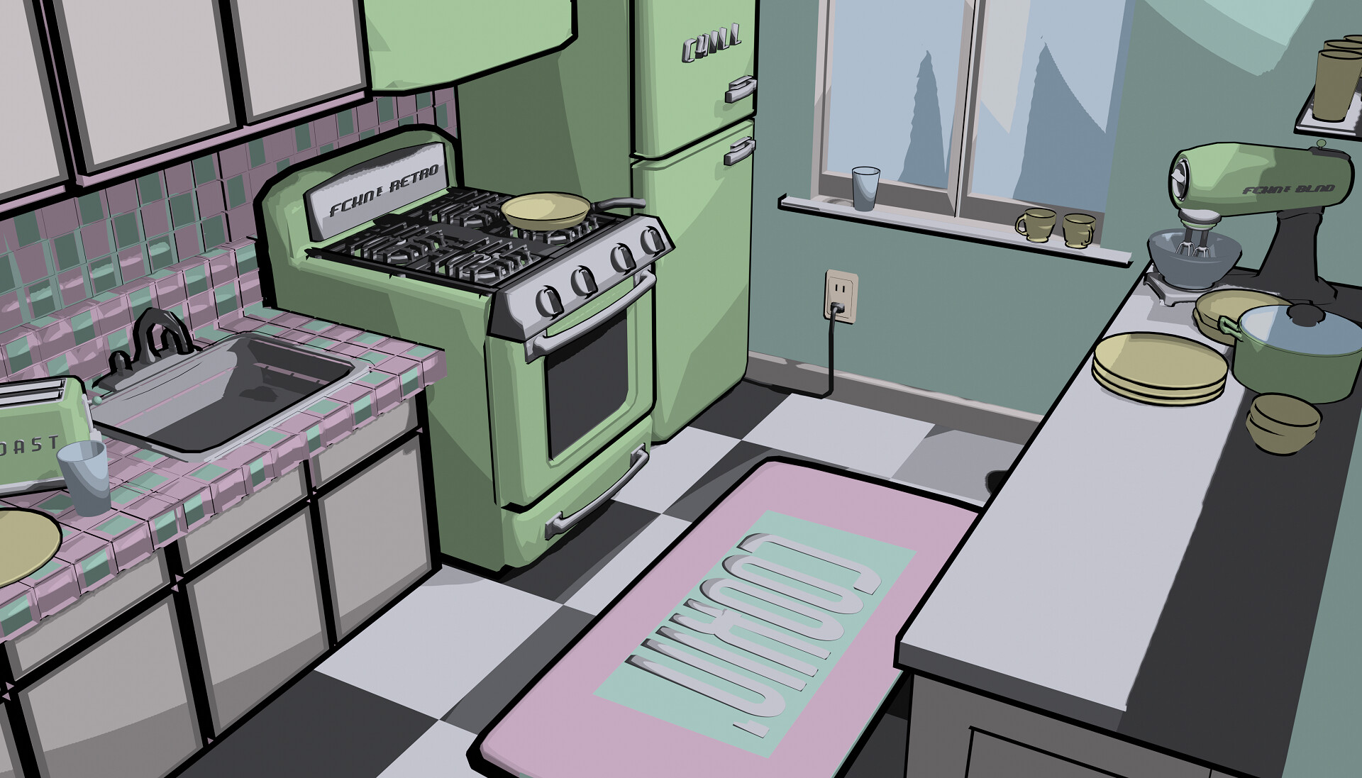 ArtStation - Retro Kitchen