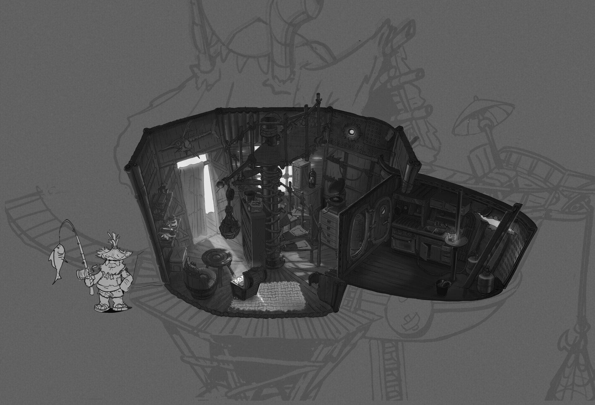 Reid Monninger - Castaway Tiki Hut Color Cut Away