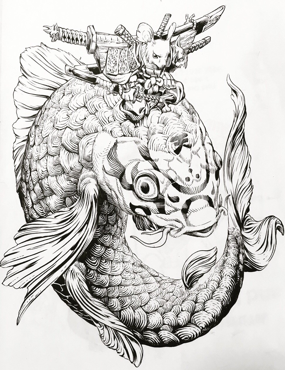 Evil Koi Fish Sketch