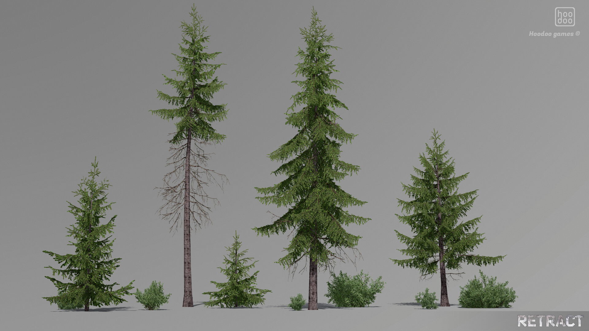 ArtStation - Game vegetation - Spruces