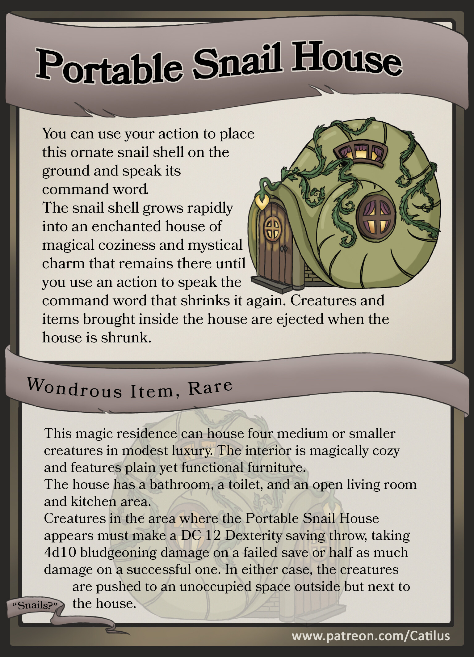 ArtStation - Portable Snail House - D&D Item Card