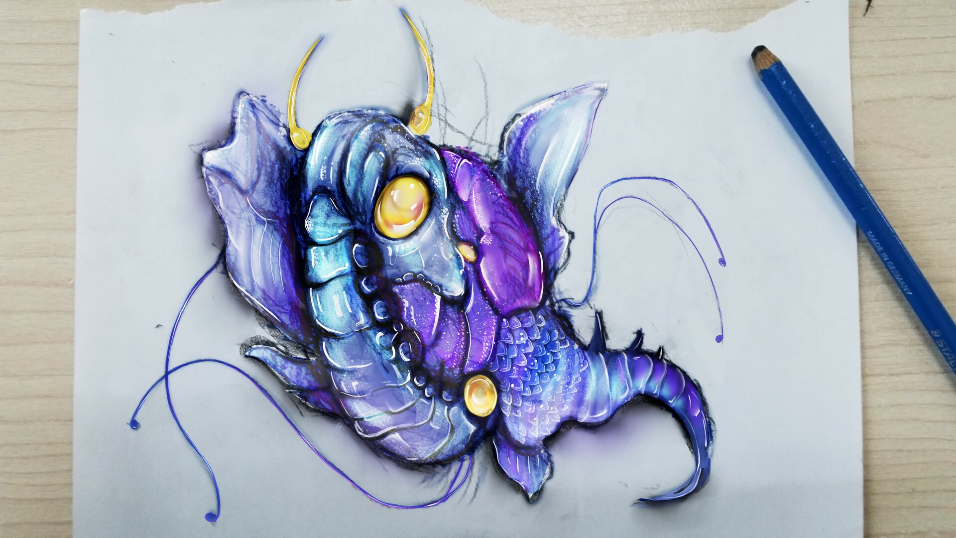 how to draw a dragon fish