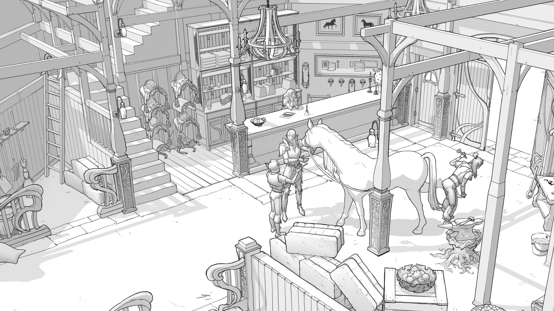 Galina Lobyshova - Elven stable, main room