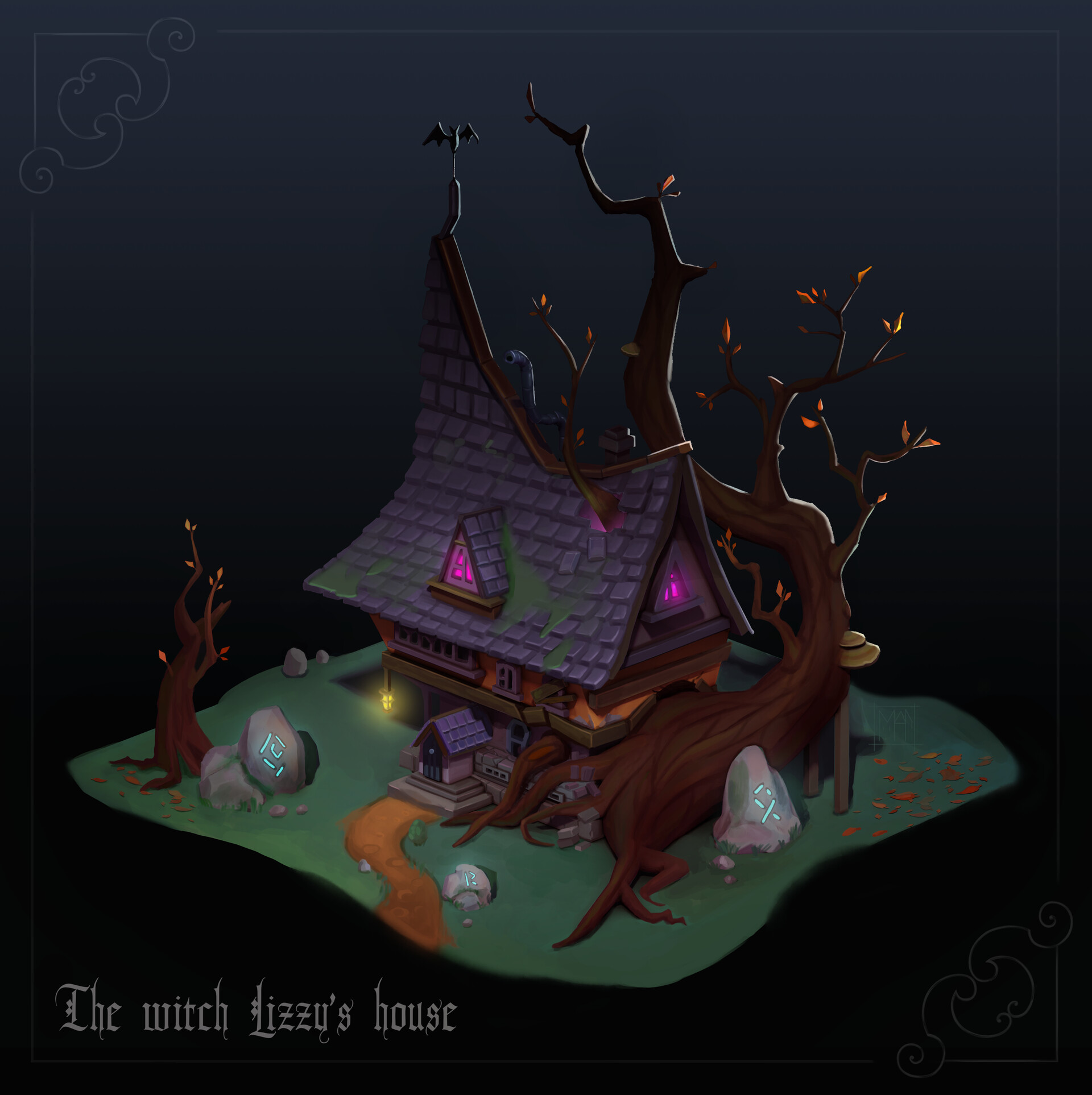 ArtStation - House witch with a tree.
