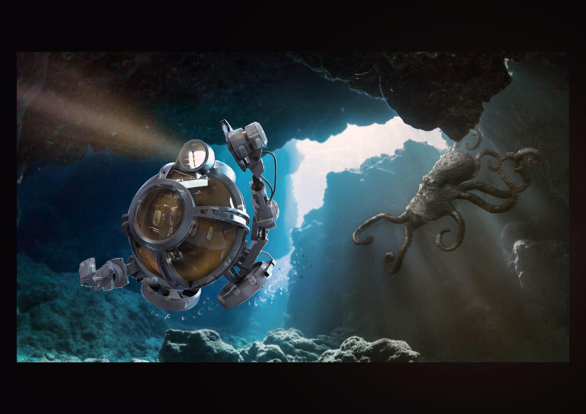 ArtStation - Kraken vs Mini-Sub