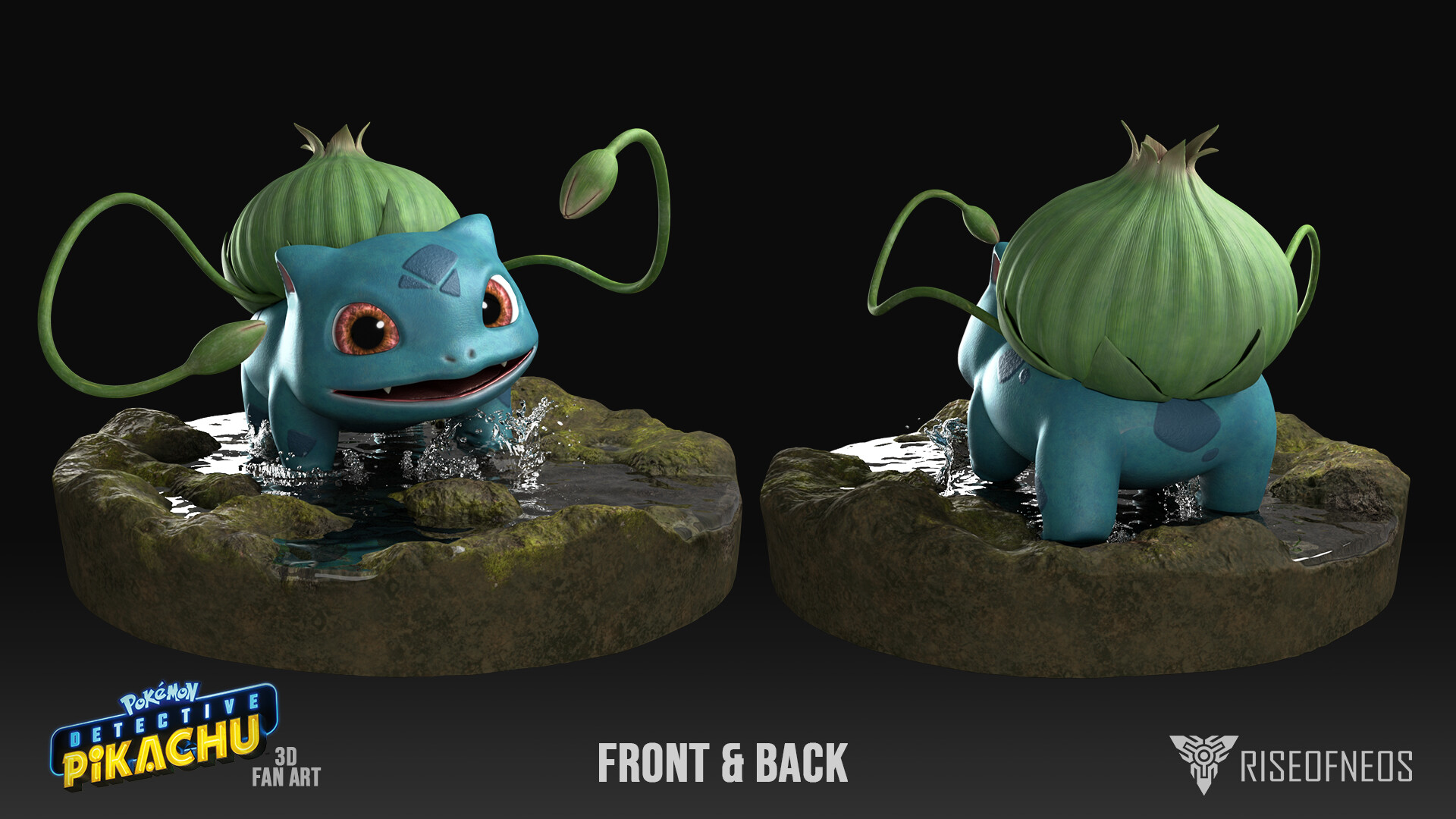 Fong Chen Chia Detective Pikachu Bulbasaur Fan Art