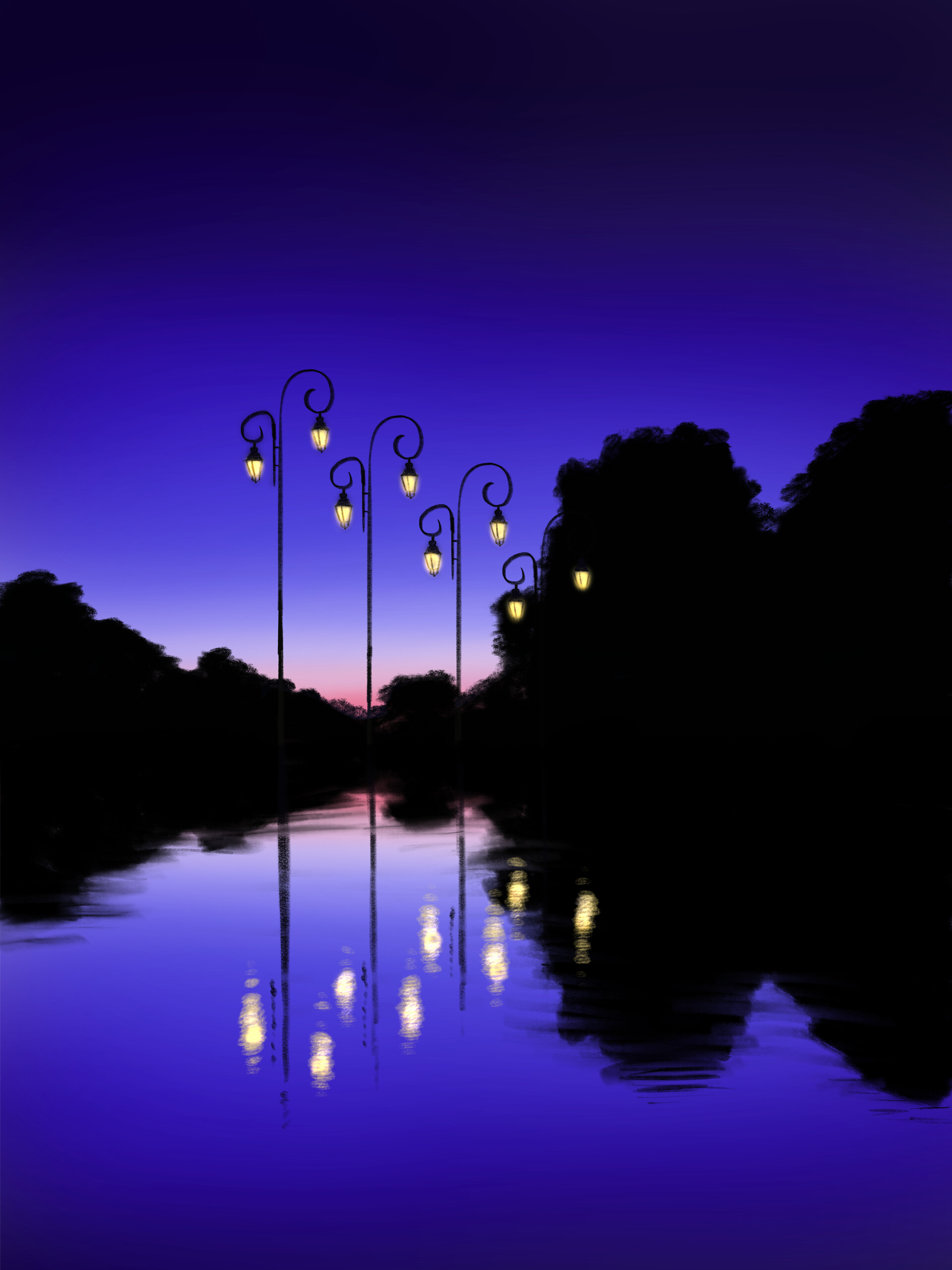 ArtStation - Sunset and Street Lights