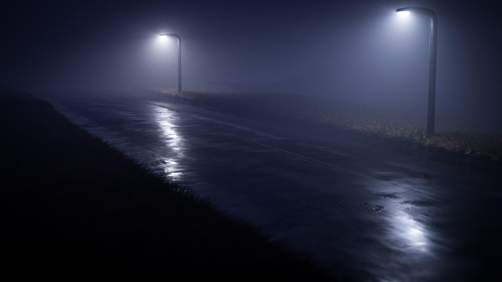 ArtStation - Misty Night Road
