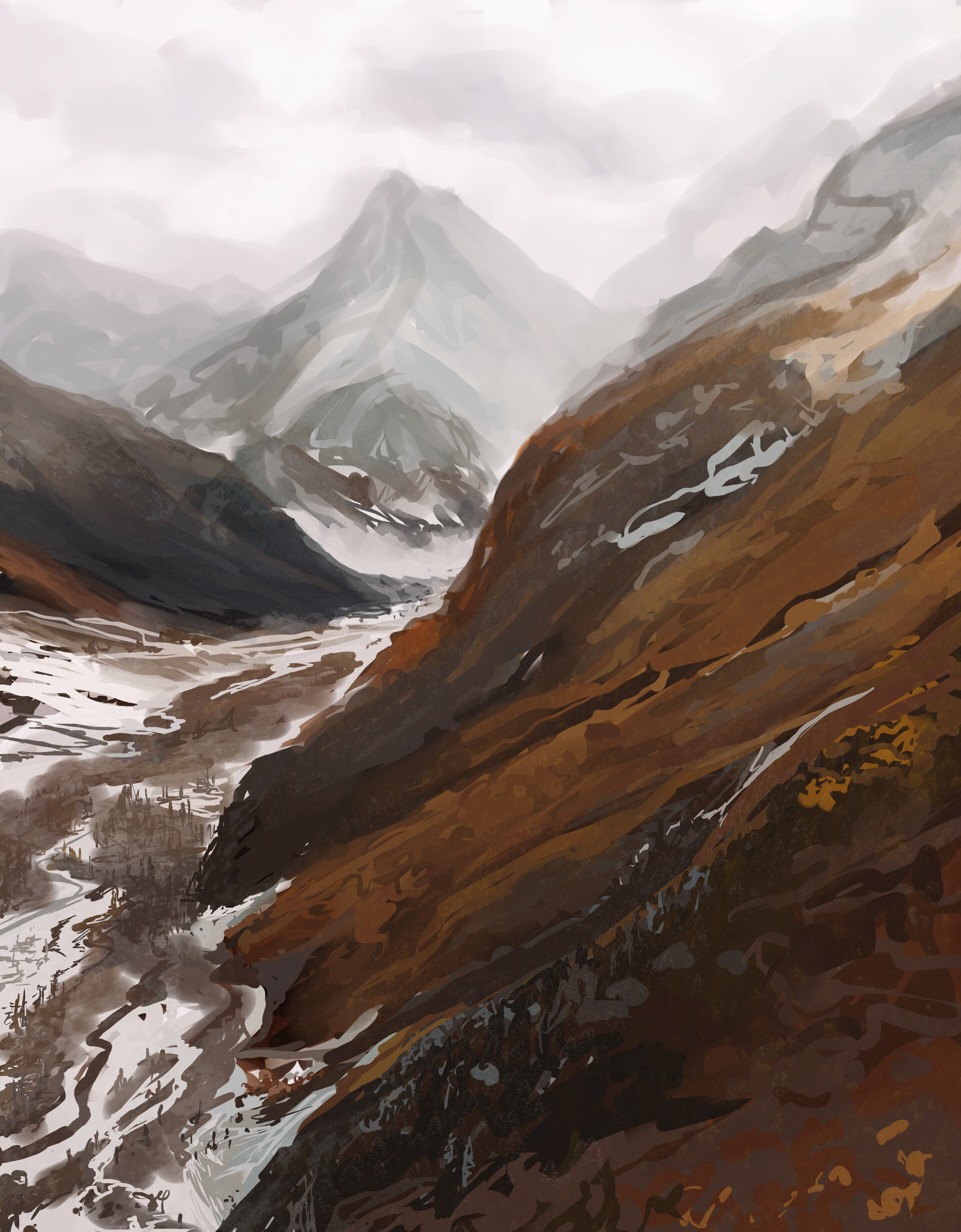 ArtStation - Misty Mountainside