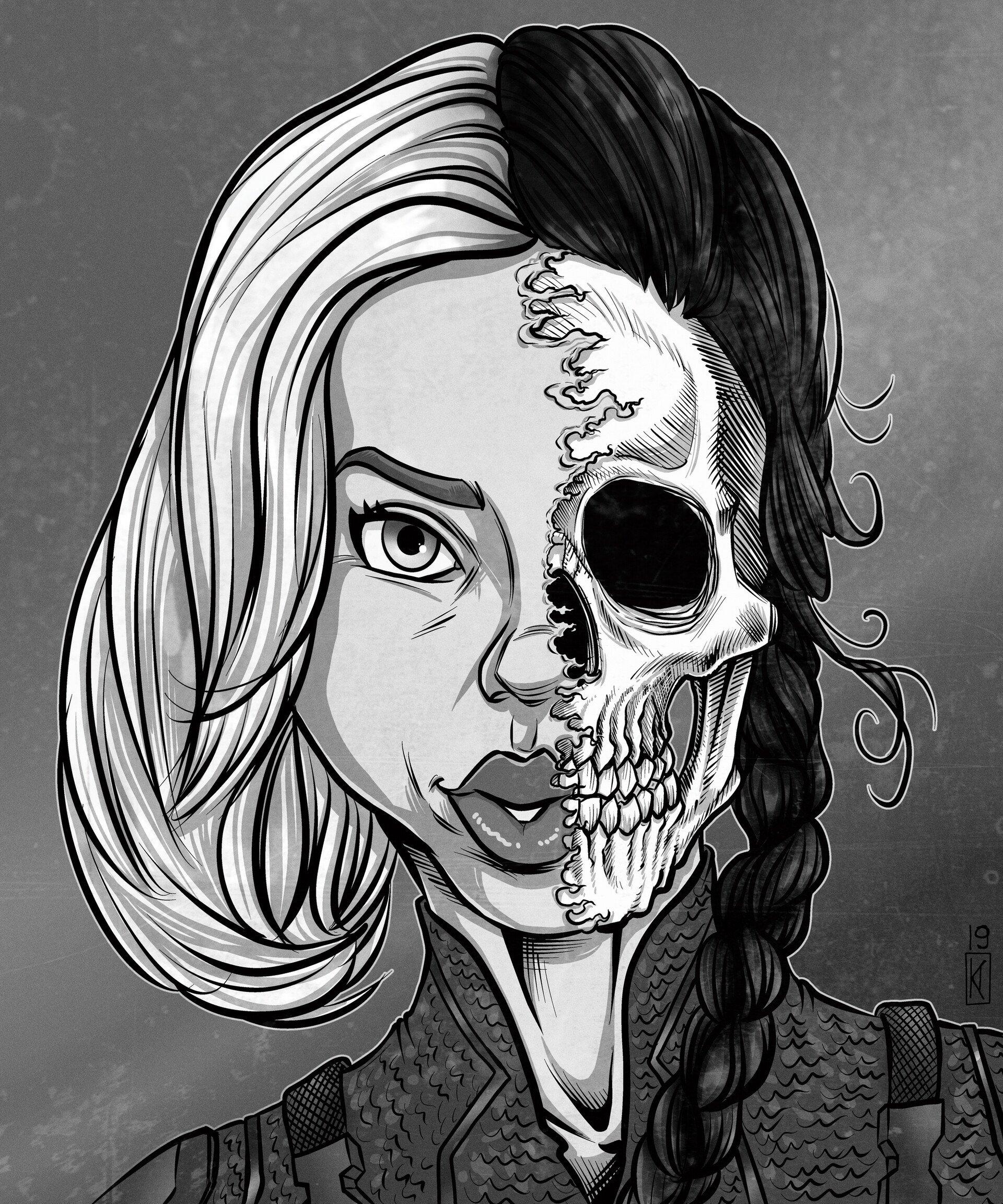 double half face drawing