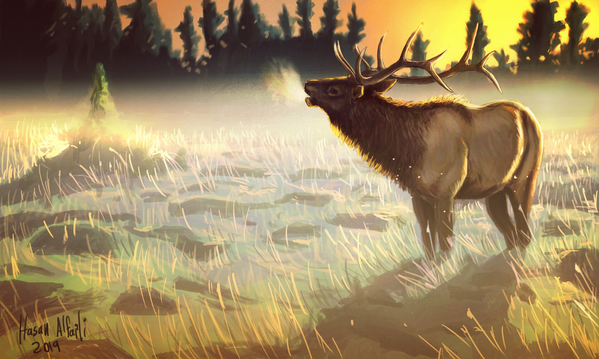 ArtStation - Elk painting
