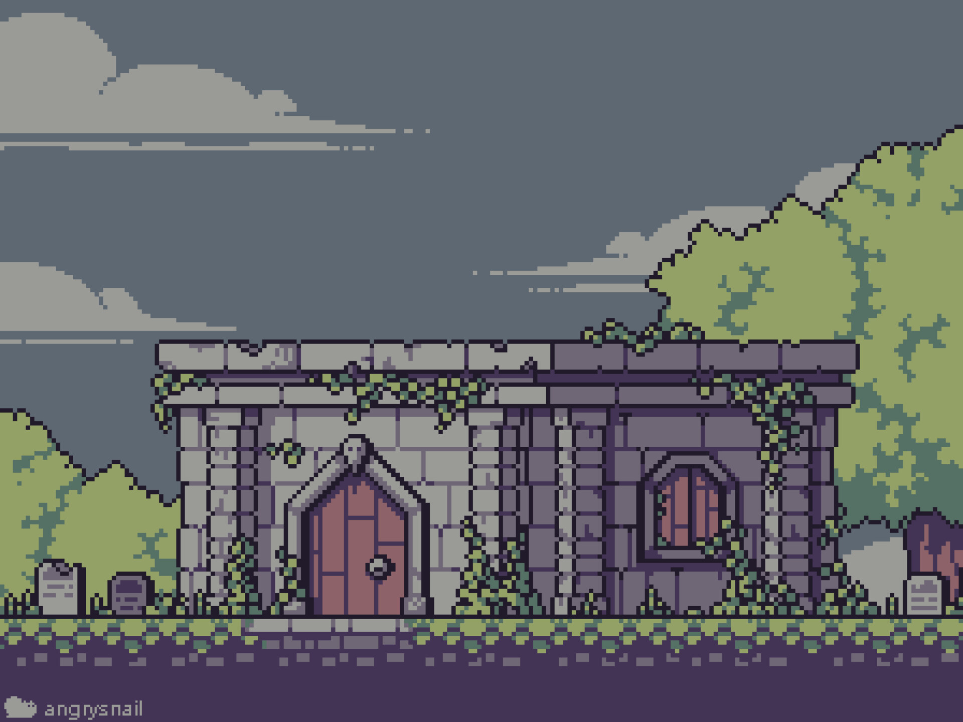 ArtStation - Overgrown pixel art crypt