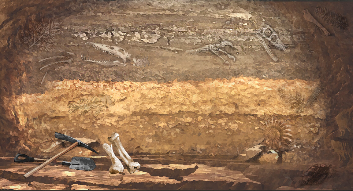 ArtStation - prehistoric fantasy fossil cave