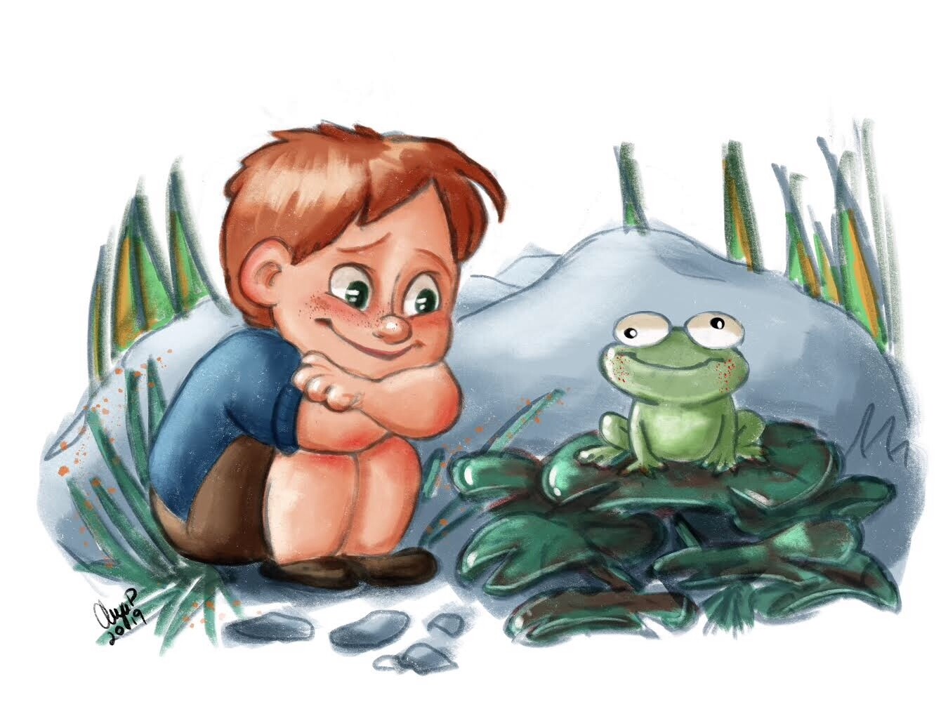 ArtStation - A boy and the frog :)