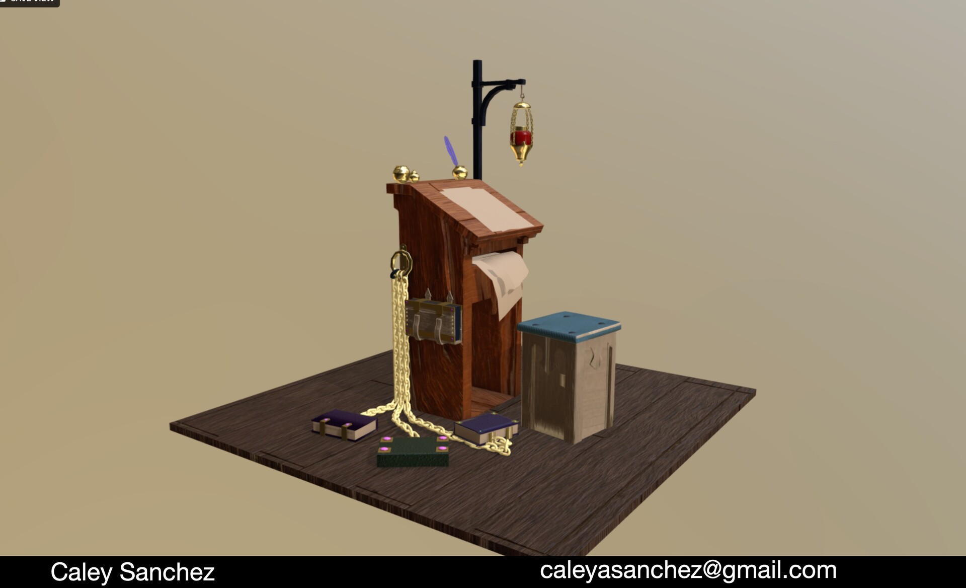 ArtStation - Lectern with Books (Texture)