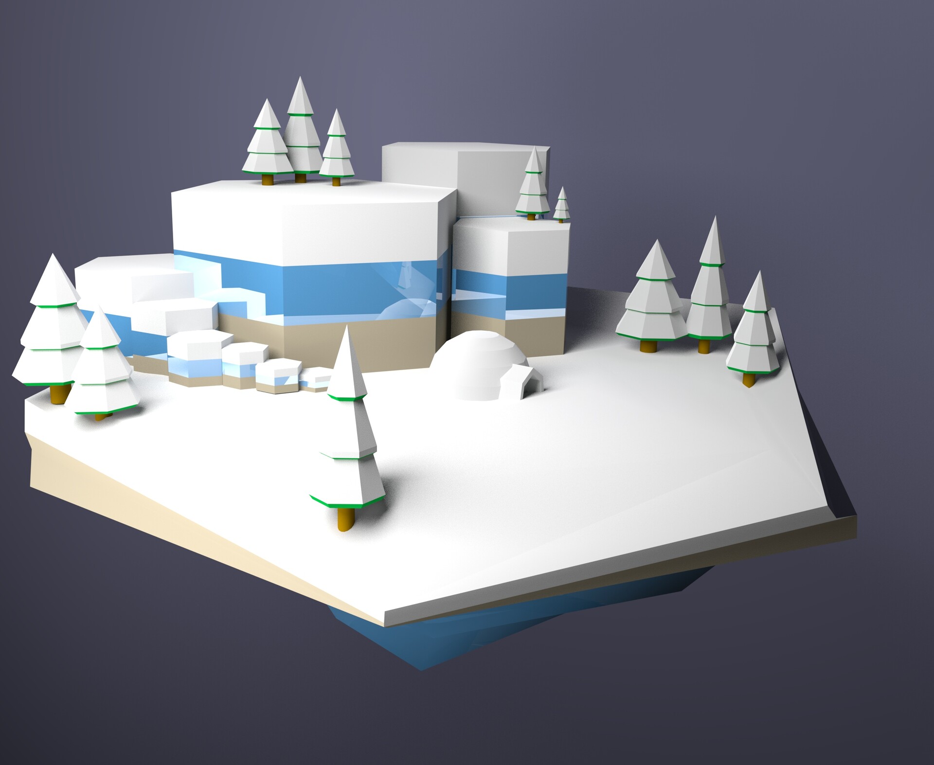 ArtStation - low poly snow island