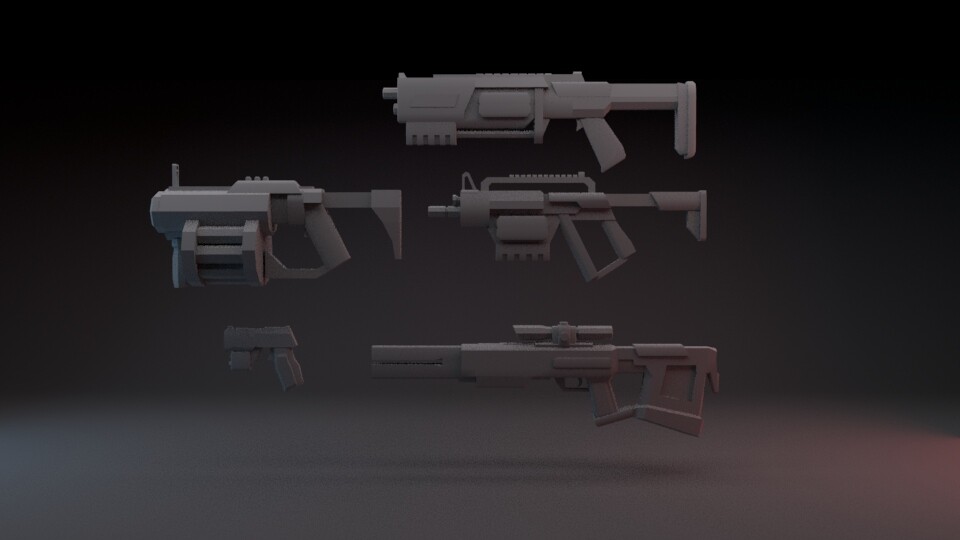 ArtStation - low poly guns :)