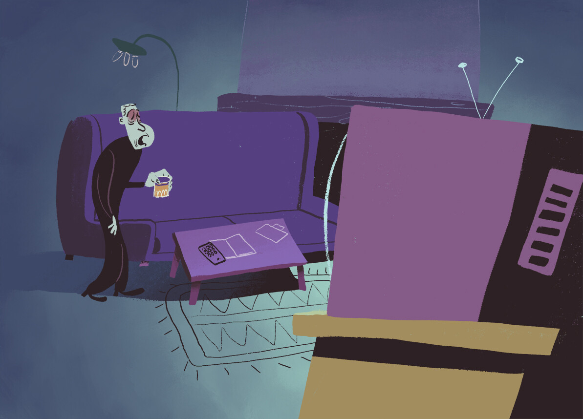 ArtStation - Watching TV alone