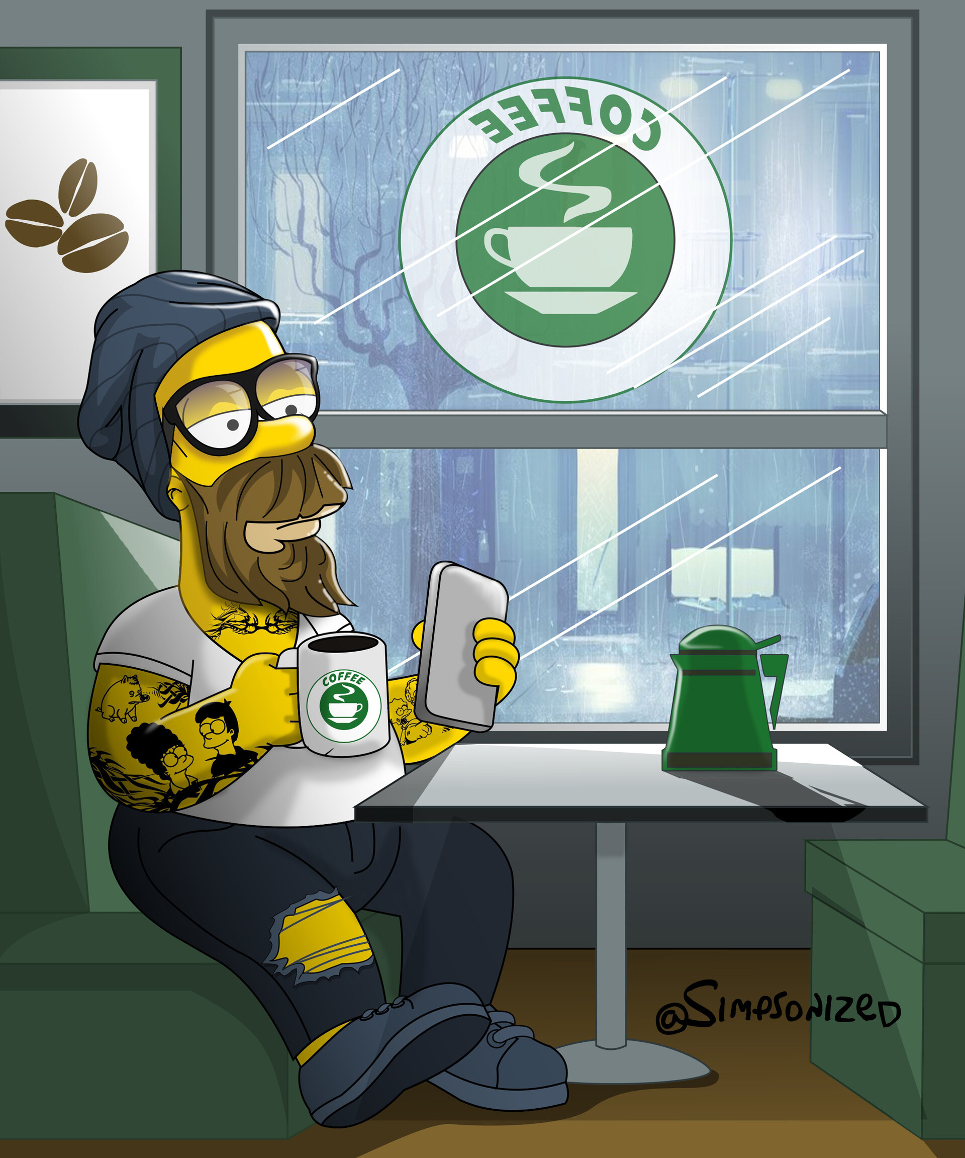 Simpsonized Art - Coffee Time