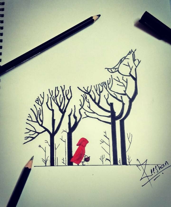 how to draw little red riding hood step by step easy