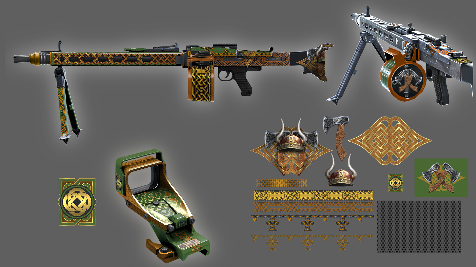 ArtStation - iron sight gun skin design