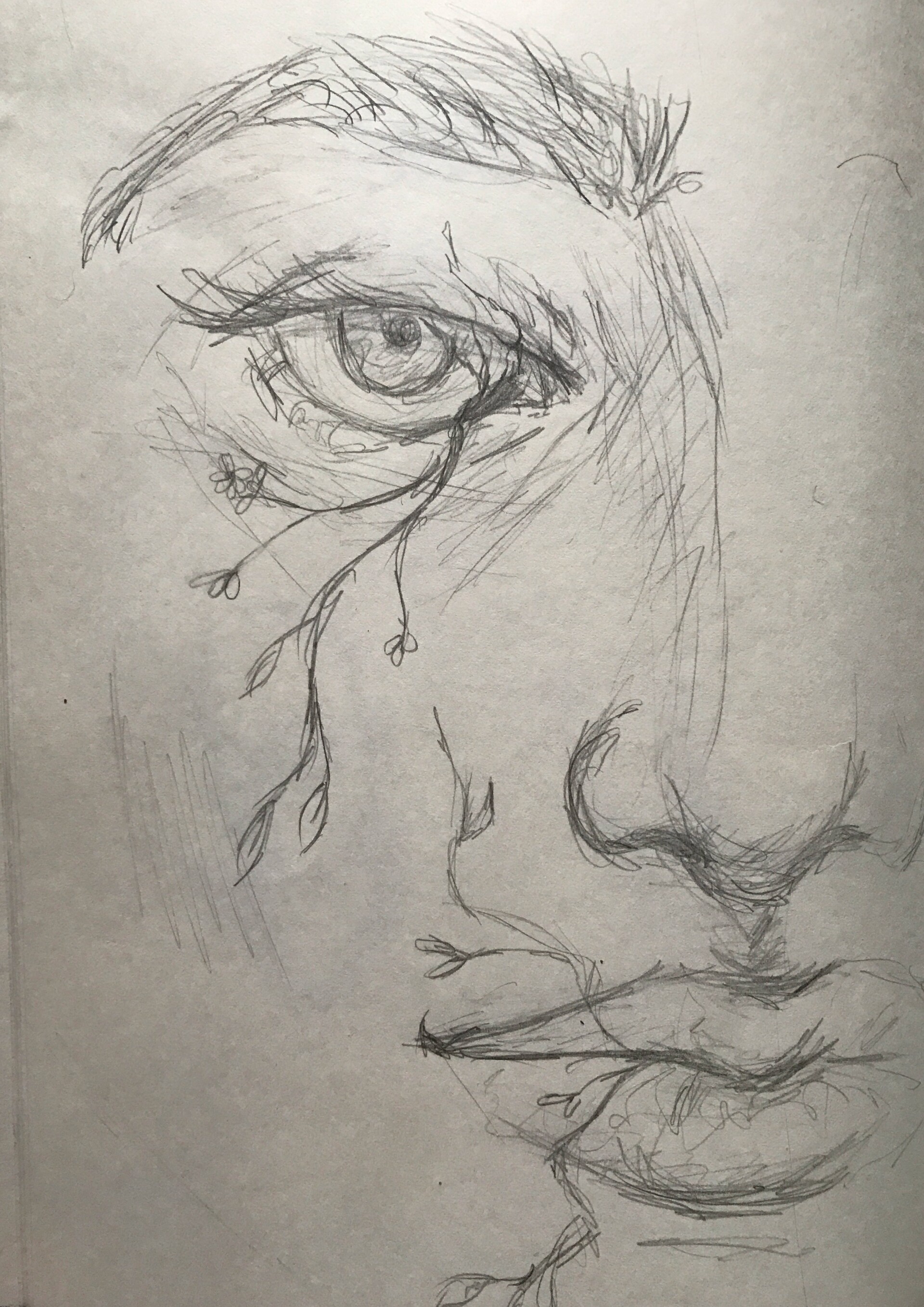 human face crying drawing