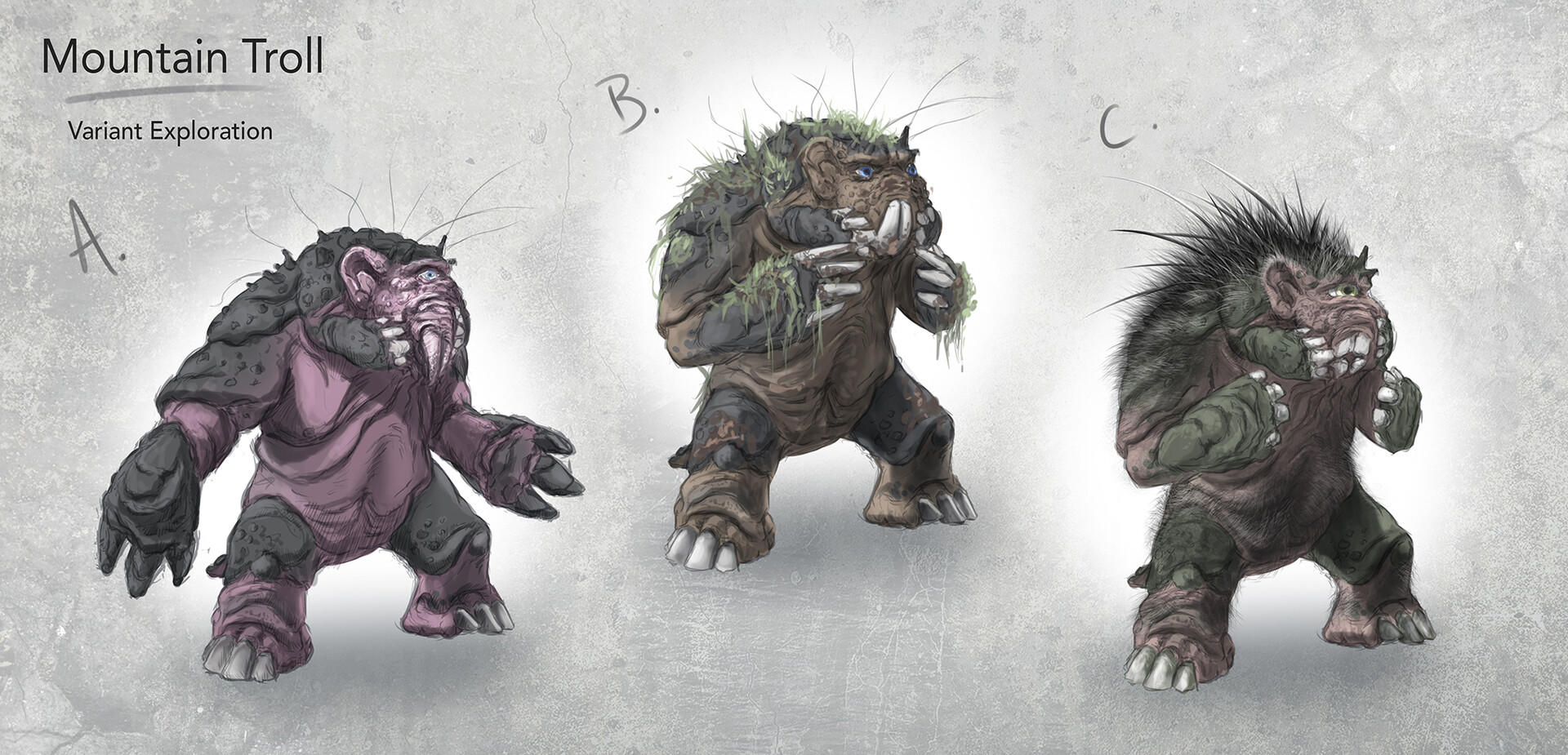 how to draw a mountain troll