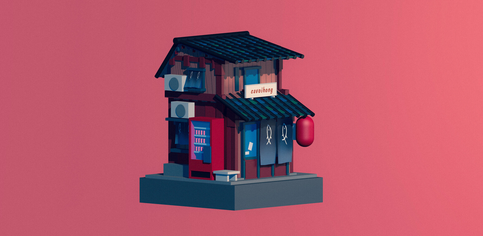 ArtStation - japanese house isometric